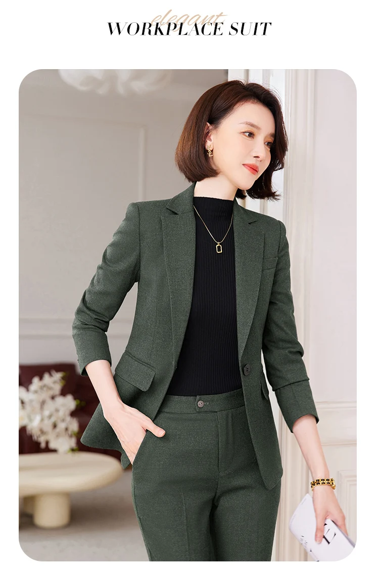 Ladies Office Long Sleeve Blazer Set For Women Suits Office Formal Two ...