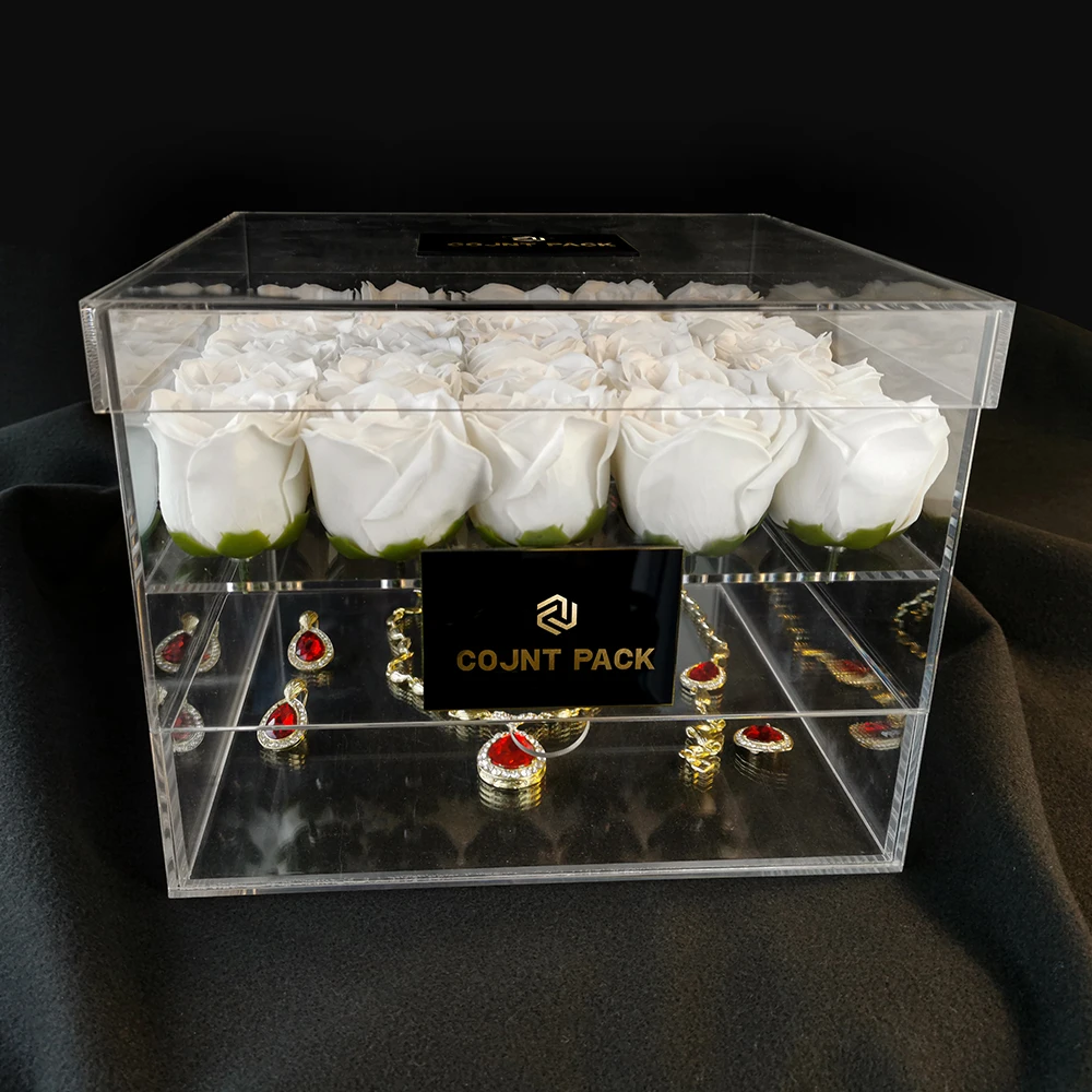 Acrylic Customized Square Wedding Flower Boxes - Durable & Recyclable