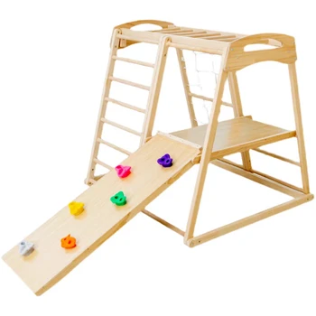 Montessori Wooden Children Climbing Frame Indoor Toy Set With Wooden ...