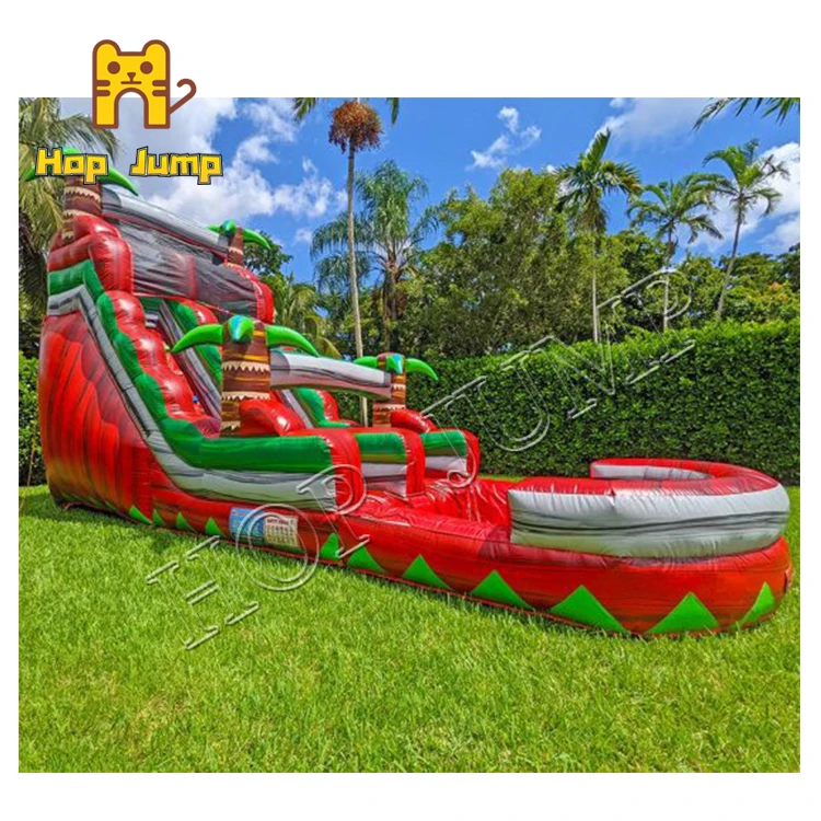 16ft 18ft 20ft Red Marble Blow Up Water Slide Tropical Splash ...