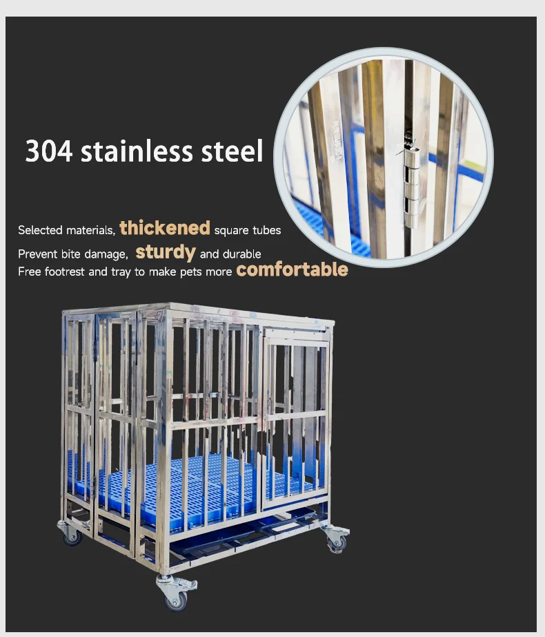 Removable Foldable 304 Stainless Steel Square Tube Heavy Duty Pet Cage ...