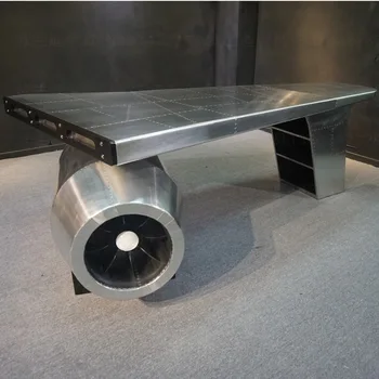 Airplane Wing Desk Table Aluminum Rivets Cover Aviator Spitfire Vintage ...