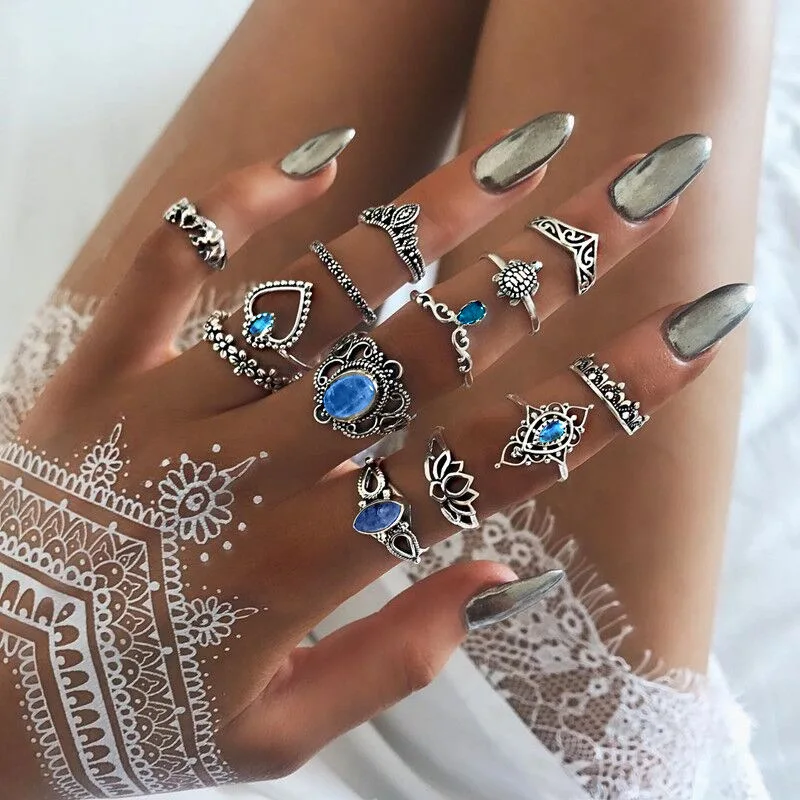 Wholesale Fashion 34 Styles Finger Rings Set Jewelry Women