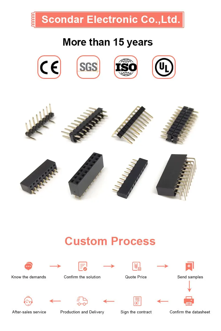 SCONDAR OEM ODM 2.54mm Pitch PCB Connectors - Reliable & Versatile