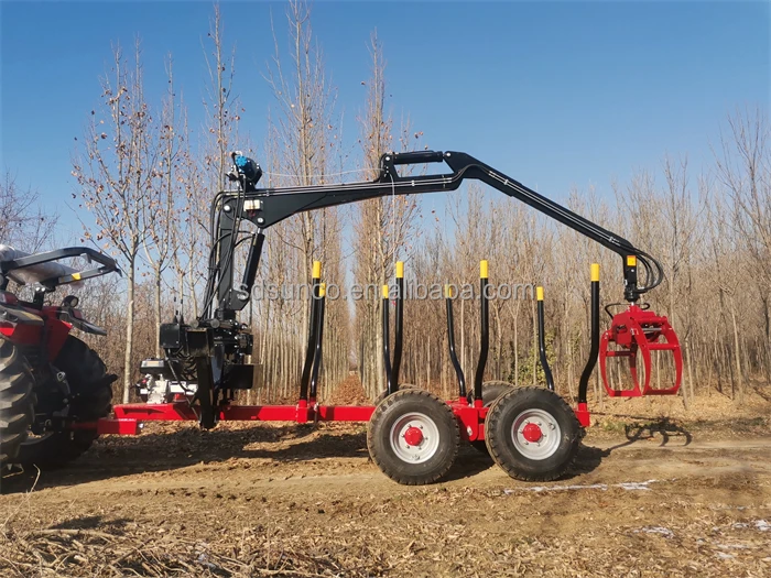 Forest Machine Wood Trailer with Crane Self Loading Log Trailer ...