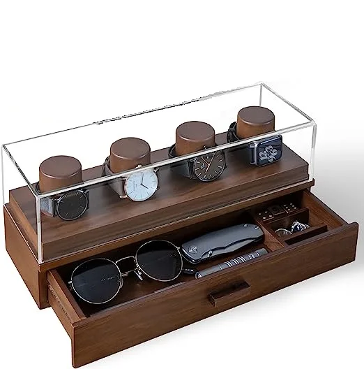 Custom Walnut Watch Display - Small Wooden Boxes & Drawers