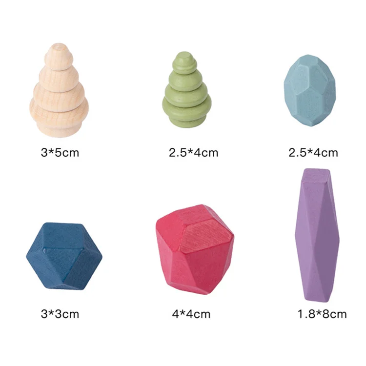 Hot Sale 36pcs Wooden Sorting Blocks Colorful Stones Toy Creative Color ...