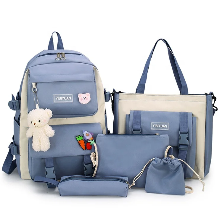 Hot Selling 5 Piece Set Cute School Book Bags Trend School Bag With ...