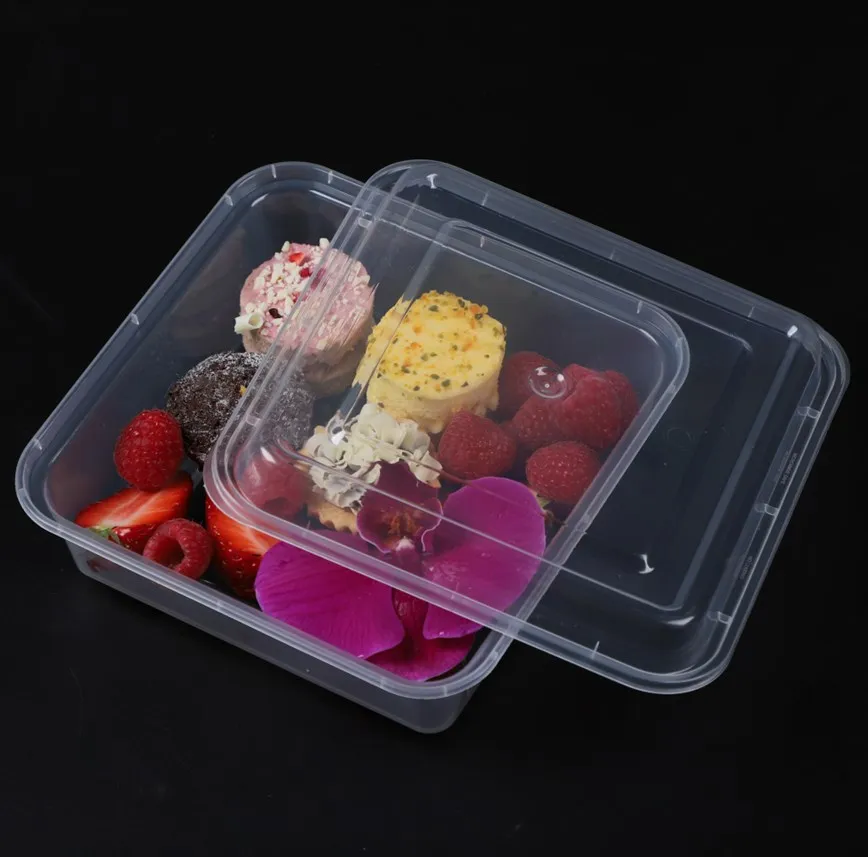 52oz square Plastic PP Container with Lids Food Container BPA Free Take ...