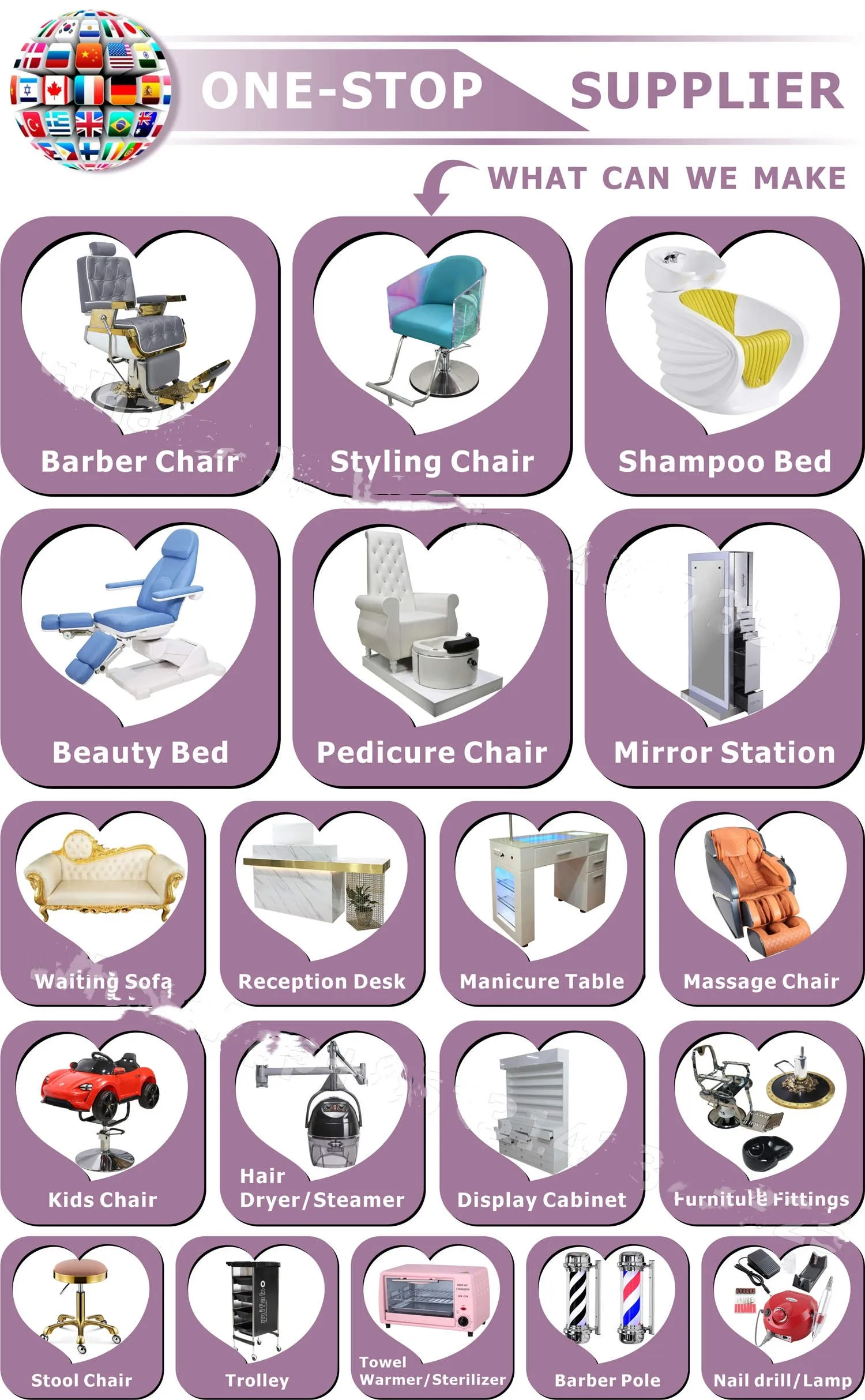 Modern Stainless Steel Barbershop Hairdressing Chair Leather Hair Salon ...
