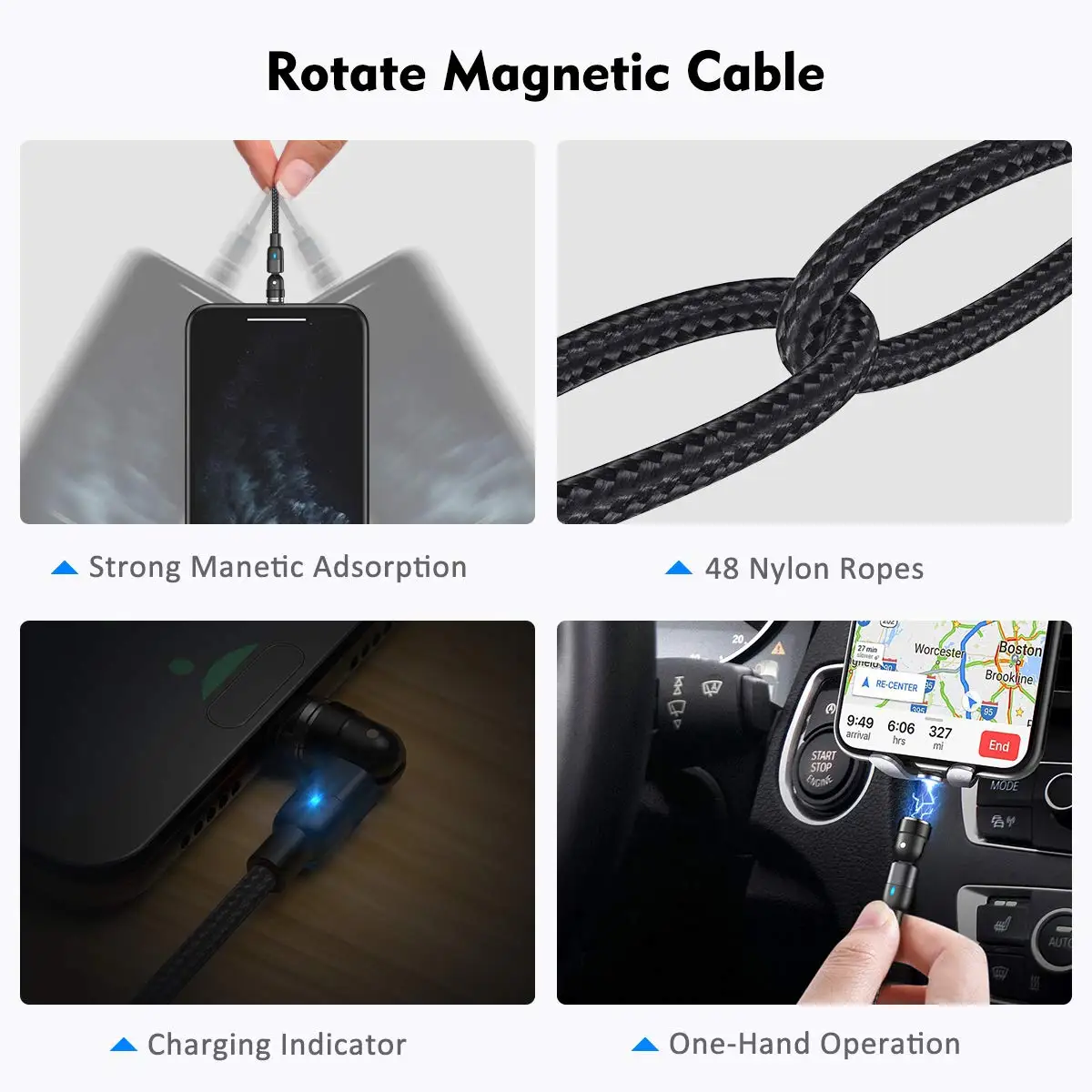 540 Cable Magnetic USB 3 in 1 - Fast Charging & Data Transfer