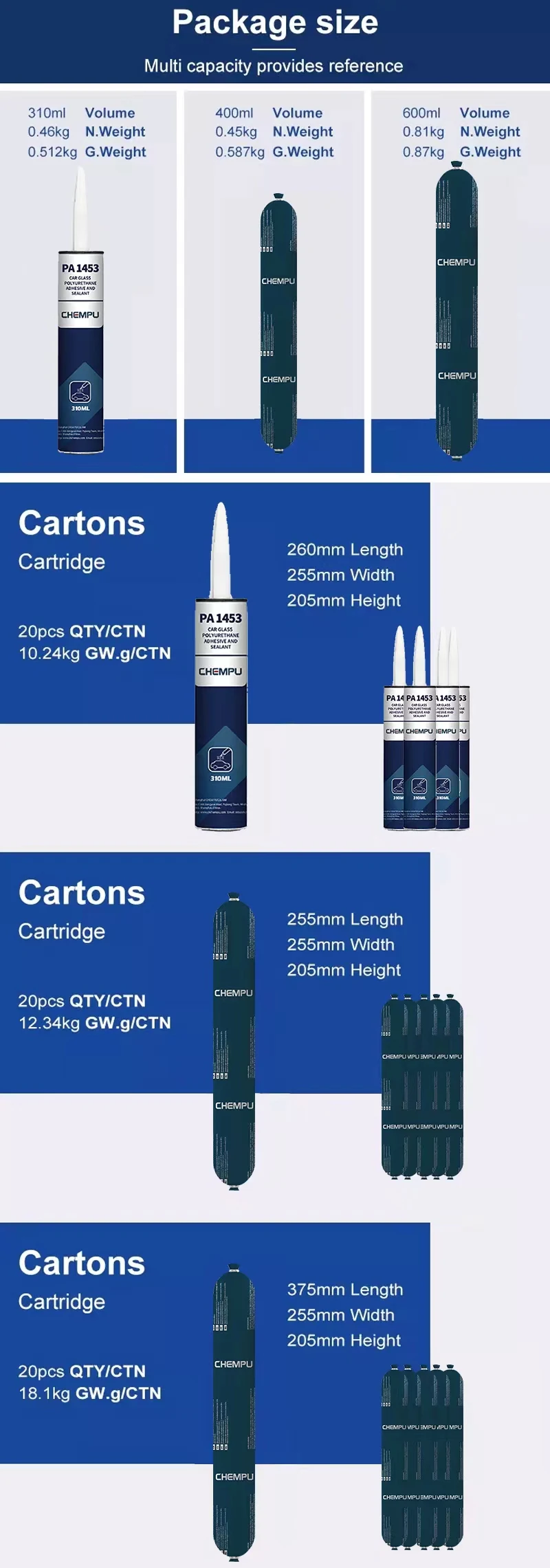 Portable Power Mortar Syringe - 600ml Metal Tube Sausage