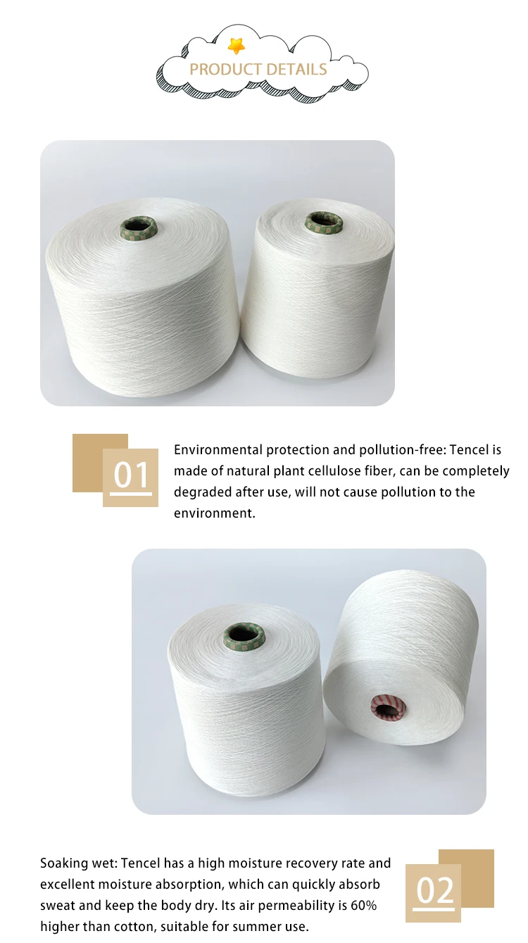 100% Tencel Yarn - Eco-Friendly, Moisture-Absorbent Blend