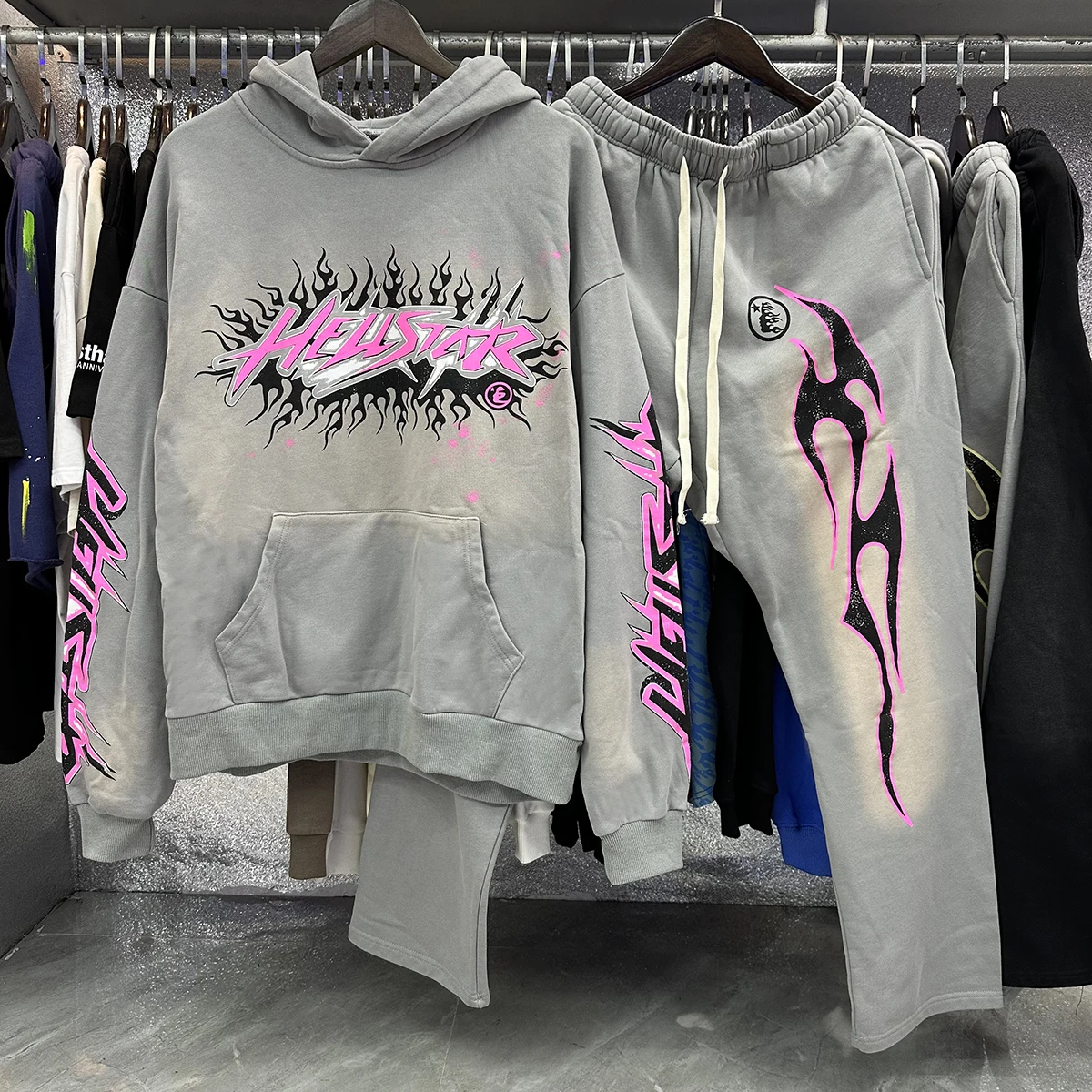 Top Quality Hellstar Sweatpants And Hoodie Set Tracksuits Acid Wash ...