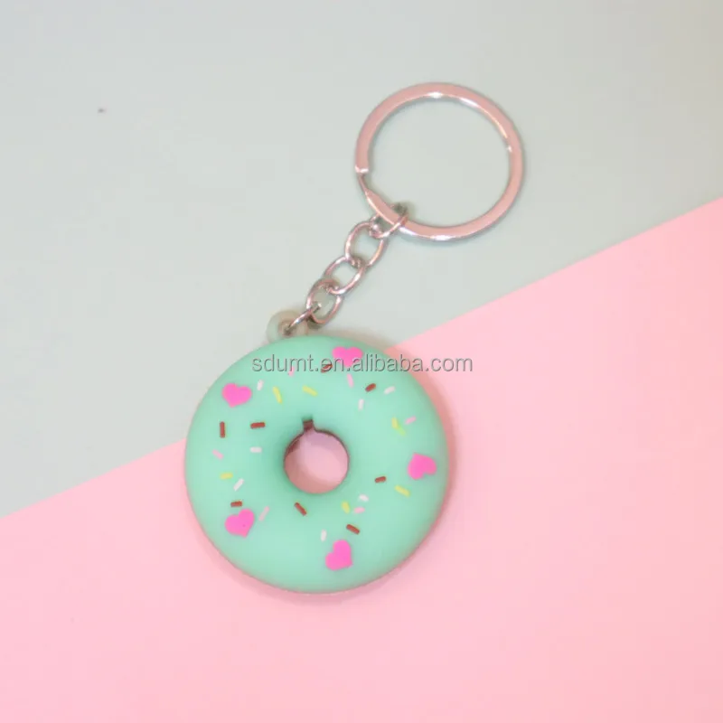 Cute Key Chain Creative Rubber Soft Pvc Donut Keychain Pendant Car Bags ...