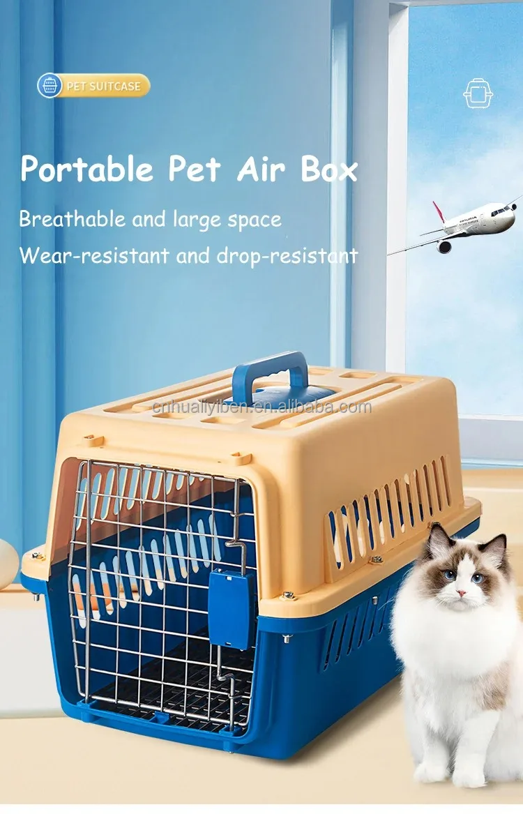 Small Plastic Pet Air Box with Rolling Iron Wire Door Breathable Pet ...