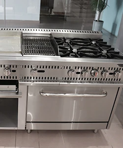 72" Commercial Gas Range with 4 Burners, Griddle, Salamander ...