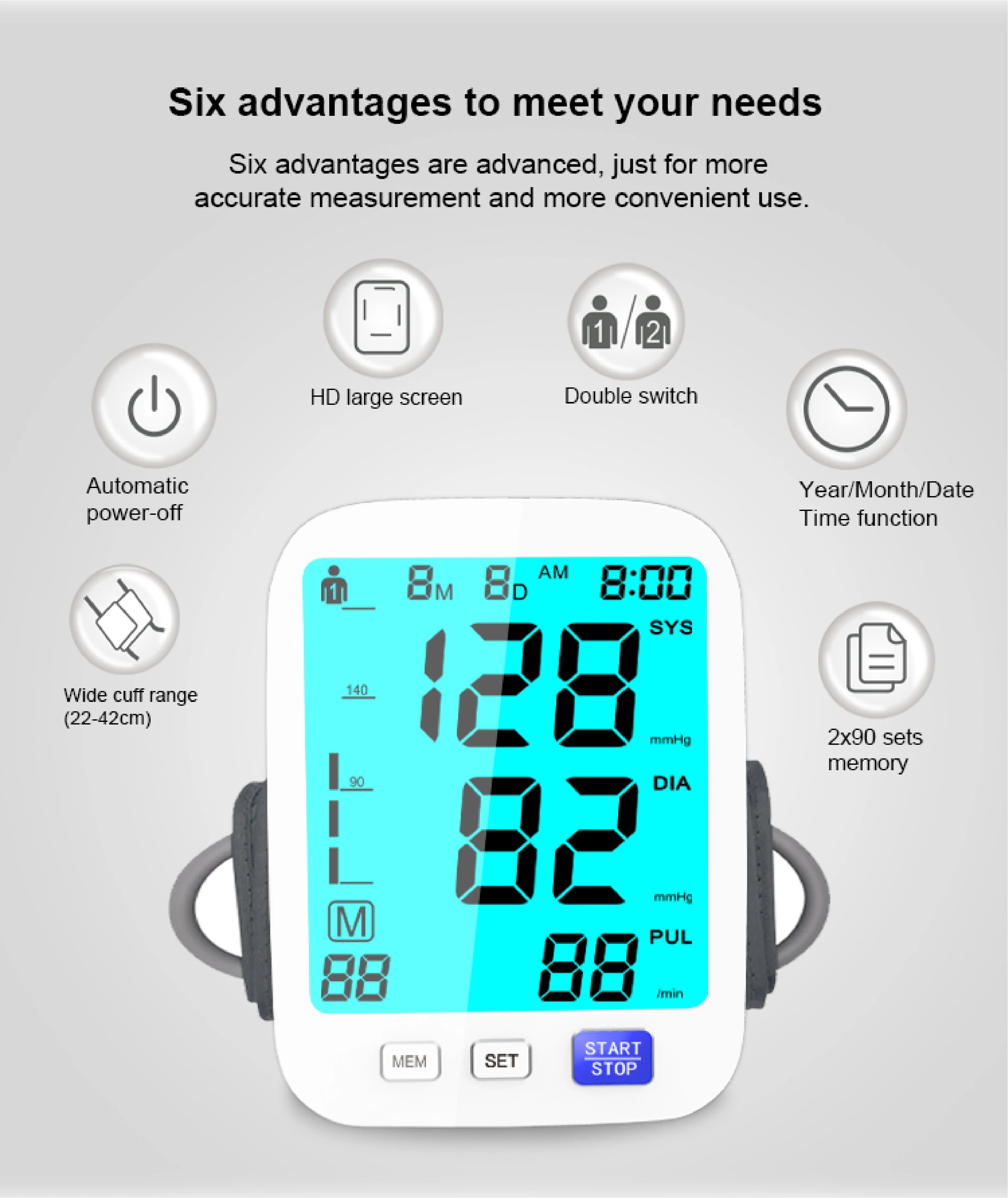 Hospital Clinic Automatic Digital Sphygmomanometer Ce Iso Bp Machine ...