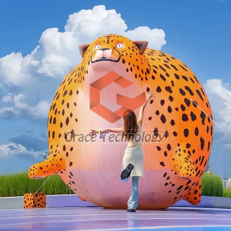 Giant Inflatable Wildlife Puffy Leopard Animal Mascot Inflatable Yellow ...