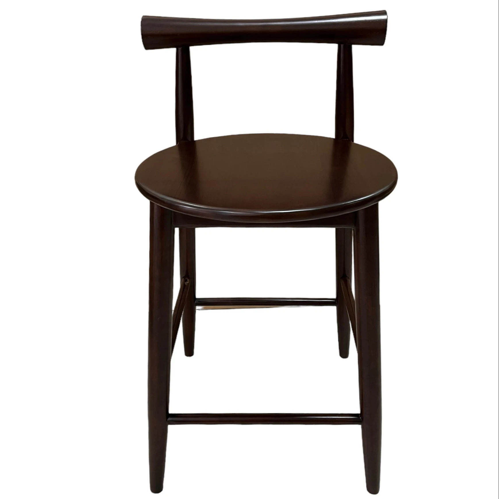 Solid Wood Rubber Wood Modern Simple Espresso Color Backrest High Stool ...