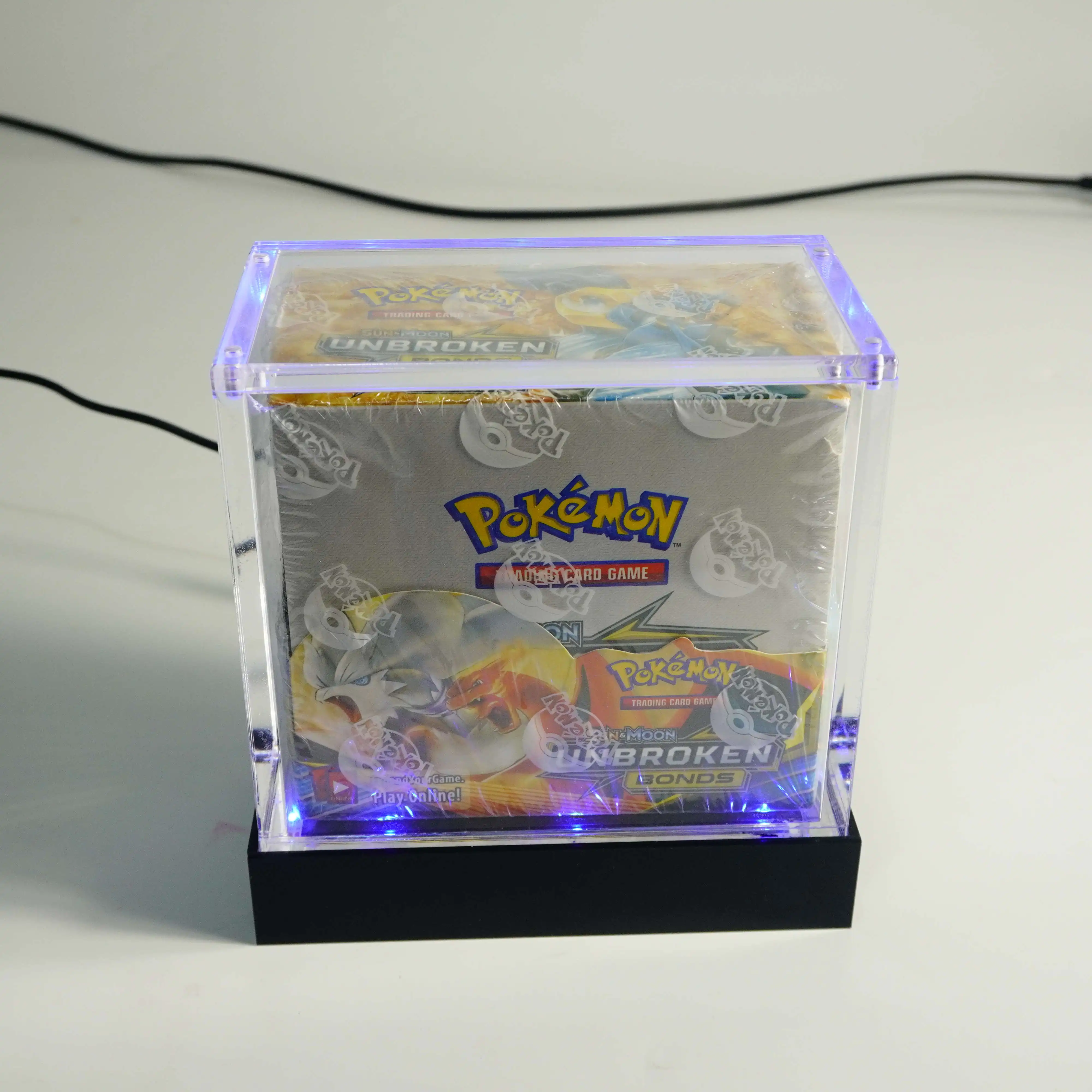 Transparent Game Card Display Case Acrylic Booster Box With Led Light ...
