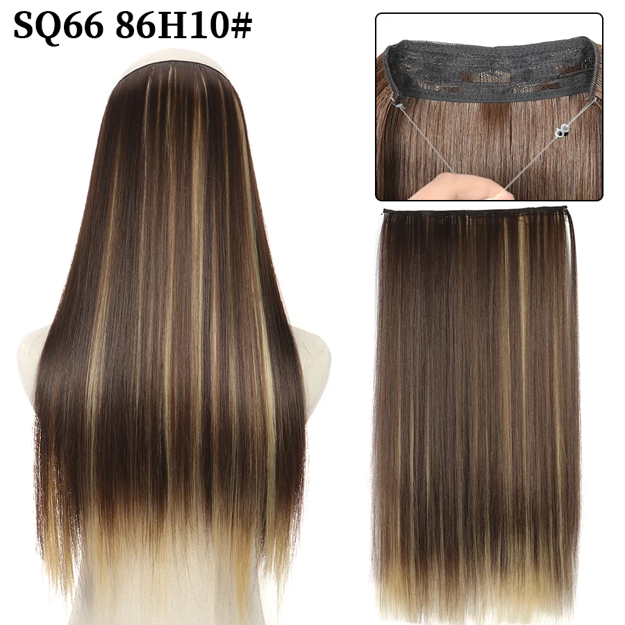 Synthetic Natural Synthetic Hair Extensions No Clip In Artificial Fake ...