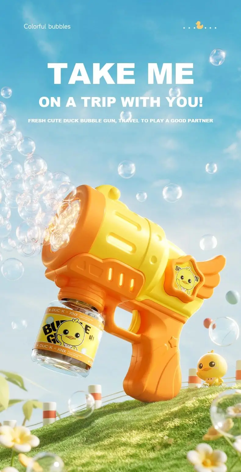 Huiye Popular Duck Bubble Machine Toys Summer Outdoor Bubble Wand Shape ...