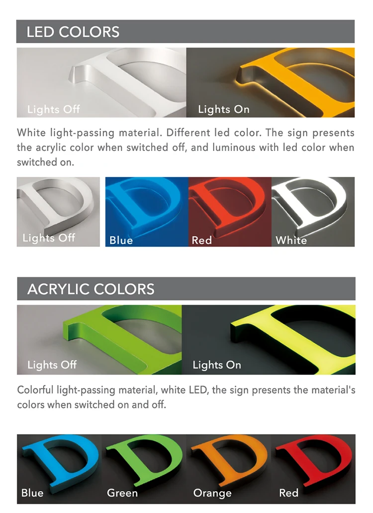 Customized Stunning Acrylic Luminous Letter with Face and Partial-lit ...