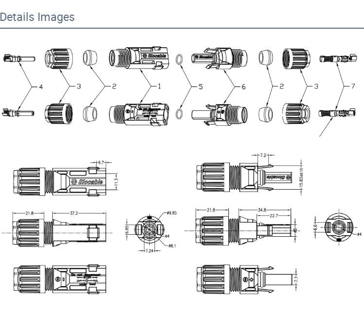 Slocable 1500v Solar Cable Pv Connector 8awg 10mm2 Ip68 Wire Connector ...