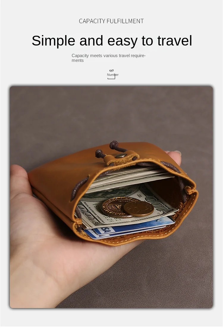 Retro Genuine Leather Coin Purses - Unisex & Customizable