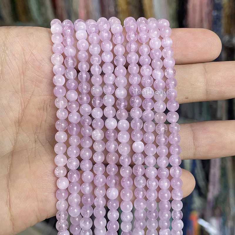 Rare Semi-precious Natural Round 4mm Purple Kunzite Beads Strand ...