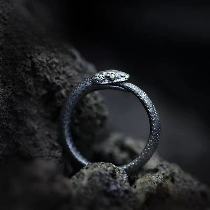 New Trend Tailed Snake Ring For Men Punk Fashion Ouroboros Opening ...