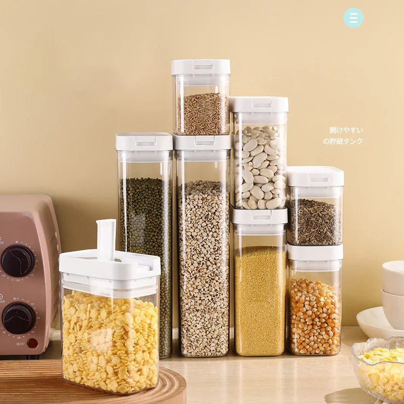 Kitchen Transparent Plastic Food Sealed Cans Tea Storage Cans Dry Goods ...