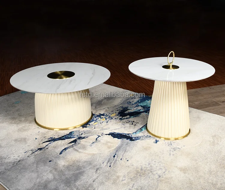 Italian Design Marble Look Round Pleated Coffee Table With Gentle Pleats - Buy Pleated Coffee ...