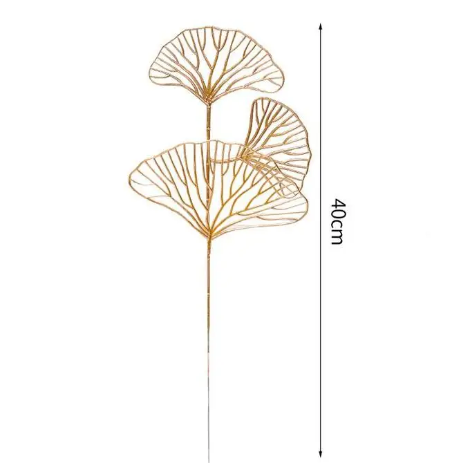 New Design Artificial Golden Plastic Leaves Single Stem Gold Flower For ...