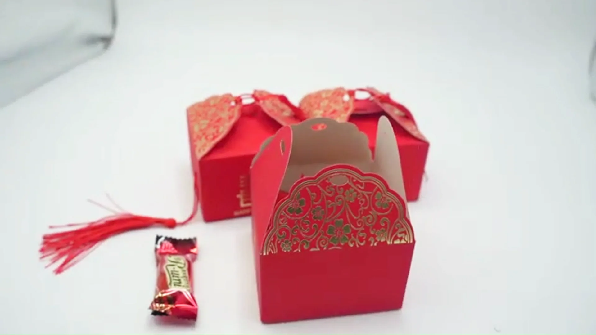 Luxury Red Small Box Packaging Custom Logo Invitations Wedding Candy ...