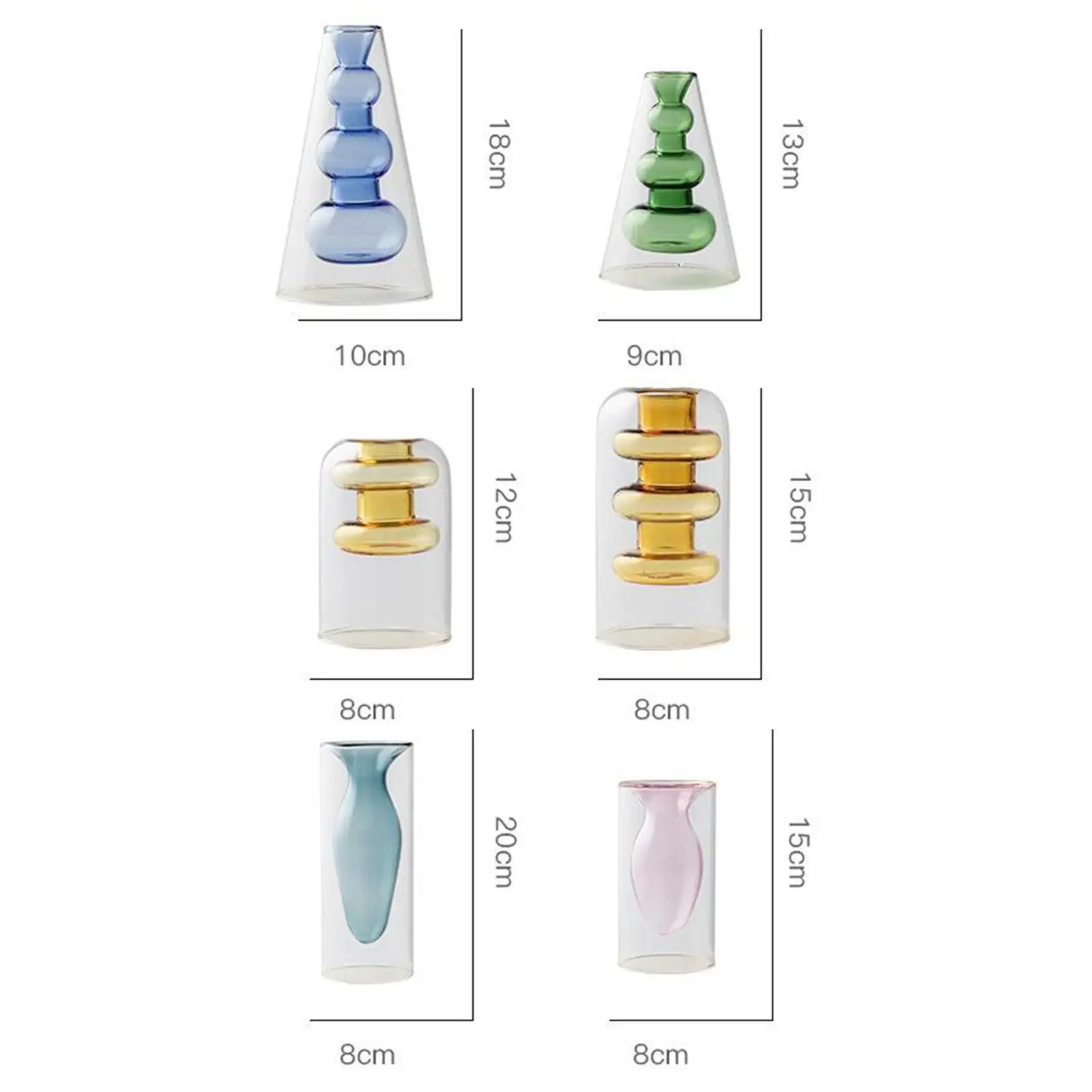 Handblown Glass Double Wall Vases - Perfect for Flowers