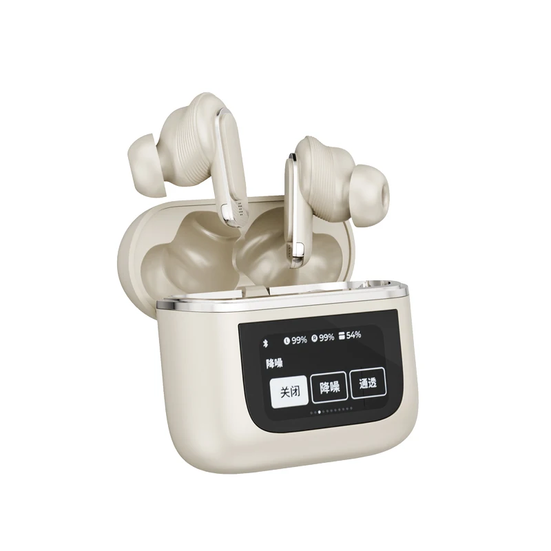 Newest ANC ENC 4 mics touch lcd screen BT 5.3 wireless earbuds deep ...