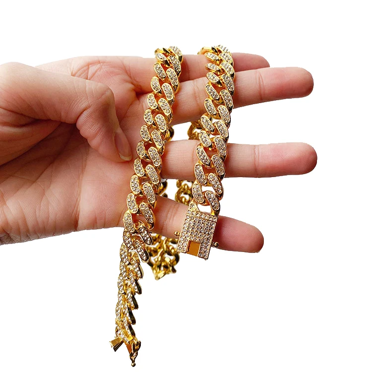 Nl2023 Hip Hop Jewelry Set Zinc Alloy Pink Stone Necklace Crystal ...