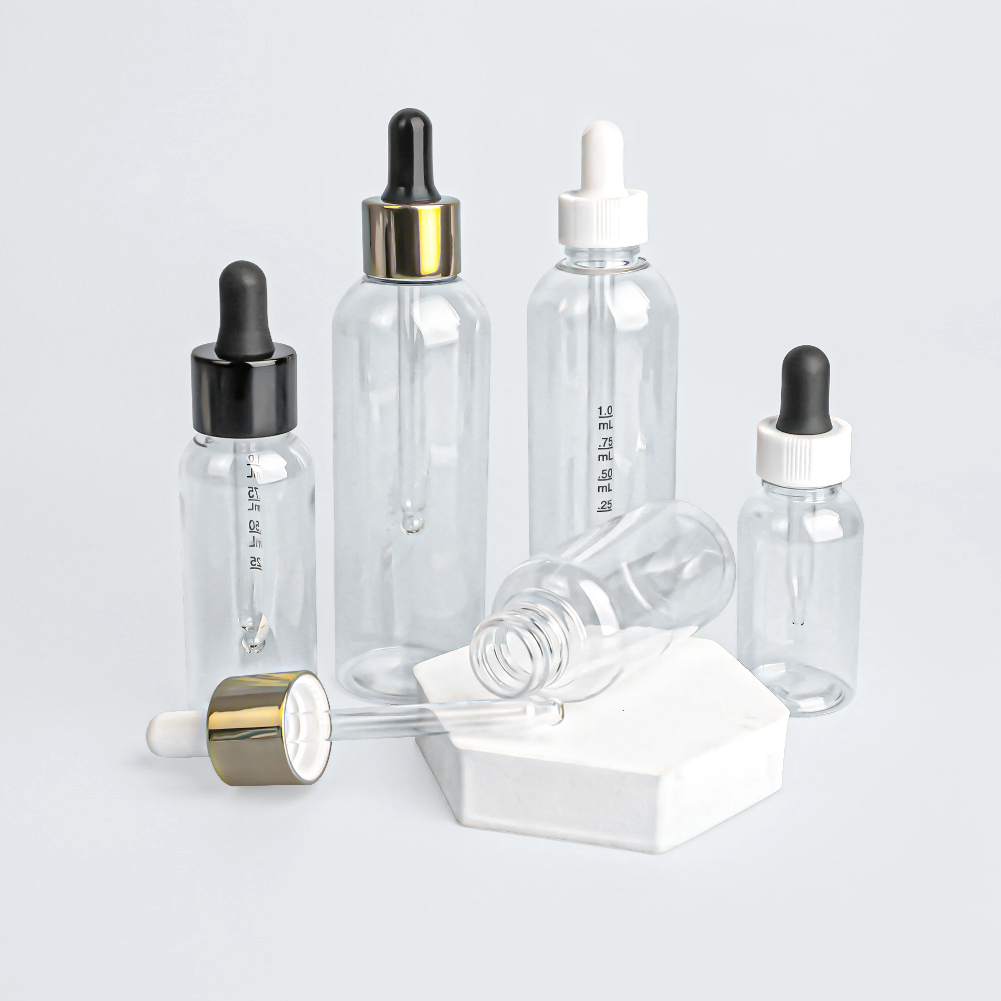 30 Ml 1oz Transparent Plastic Essential Oil Dropper Bottle Custom 30ml 50ml Frosted Cosmetic ...