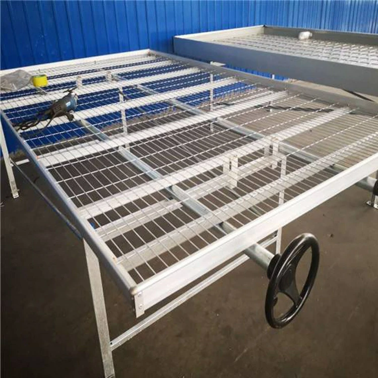 Plastic Plant Nursery Trolley Rolling Bench Flood Tray Wire Mesh ...