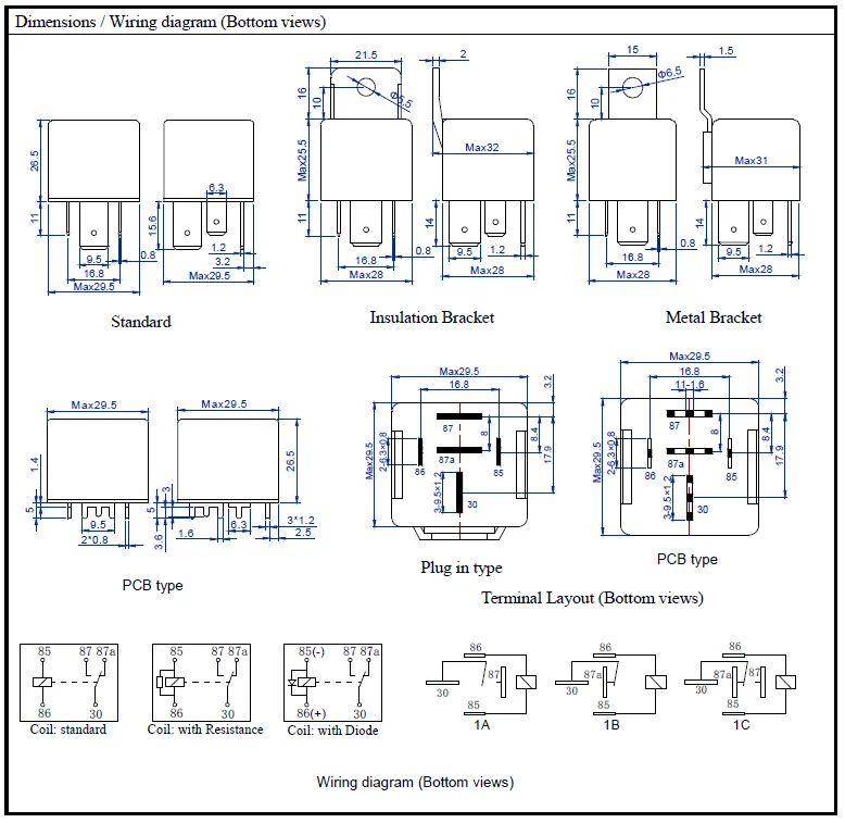 Auto Relays 4/5 Pin WM640 — 80A NO/NC Automotive Relay with Brackets ...