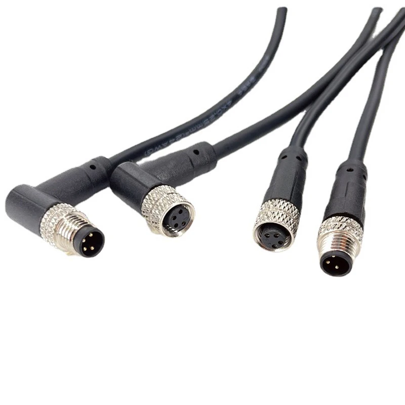 M12 Connector Wire 3 Pin Female Metal Custom 8pins Spiral Cable ...