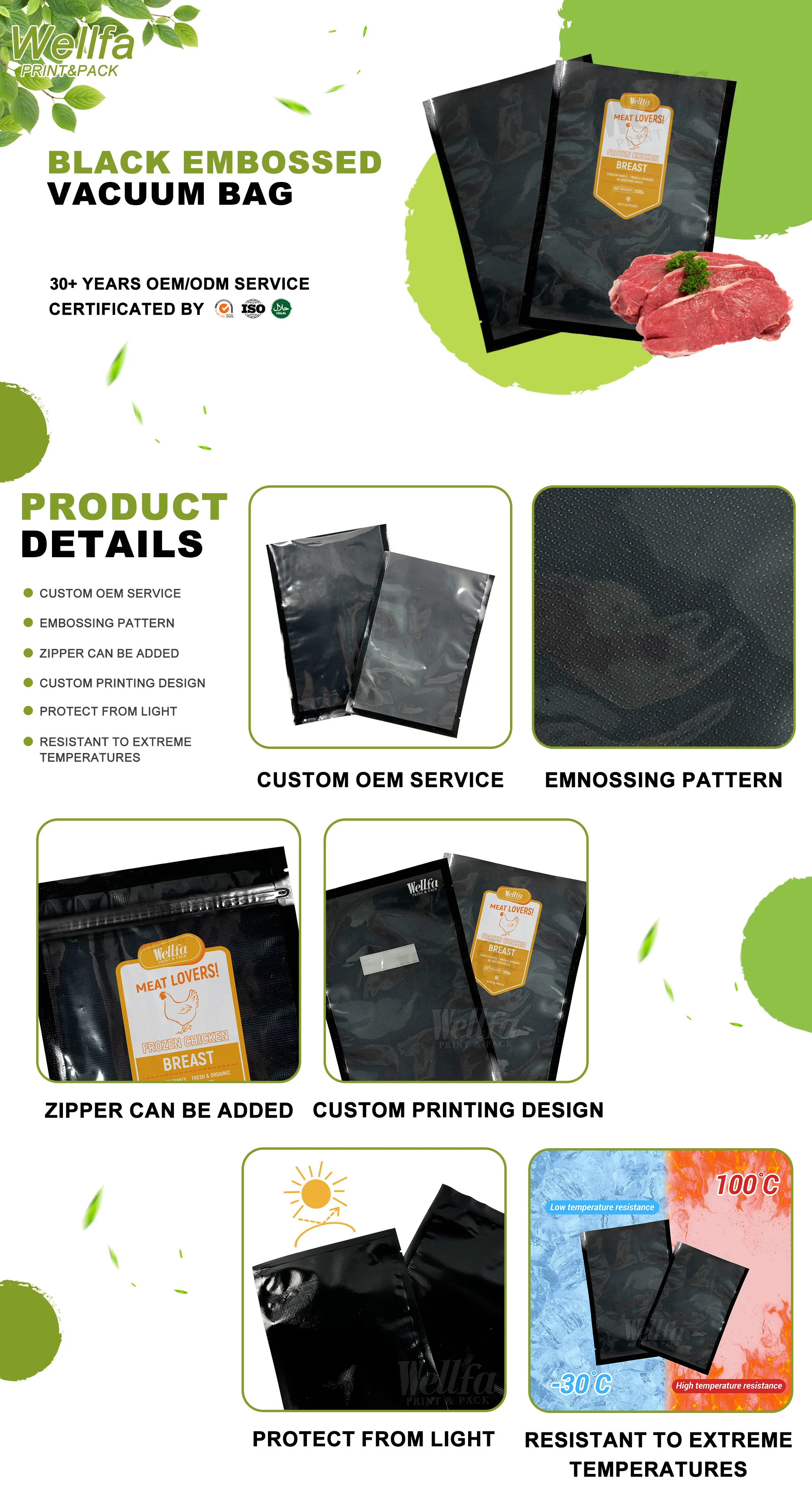 Embossed Textured Transparent Food Packaging - Custom Printed