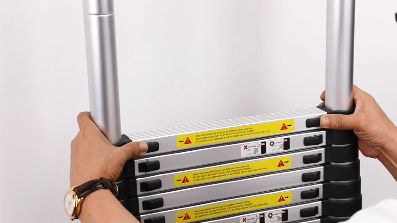 Single Aluminum Telescopic Ladder Lightweight Retractable Ladder With ...