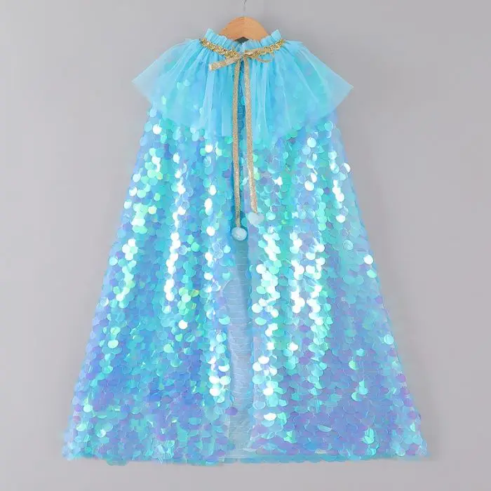 Girls Blue Pink Snow Queen Princess Cape Cloak - Party Prop