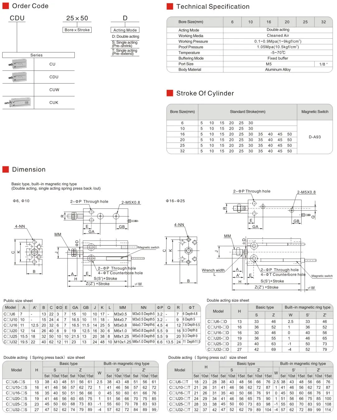 Cu Smc Type Free Mount Cylinder Cu 16mm Stroke 5-50mm Double Acting With No Magnetic Pneumatic ...