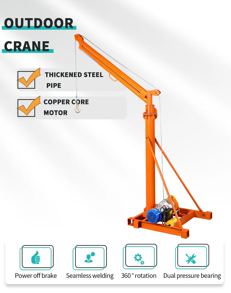 300kg 500kg 1000kg Construction Electric Hoists Mobile Mini Crane Portable Small Lift Crane ...
