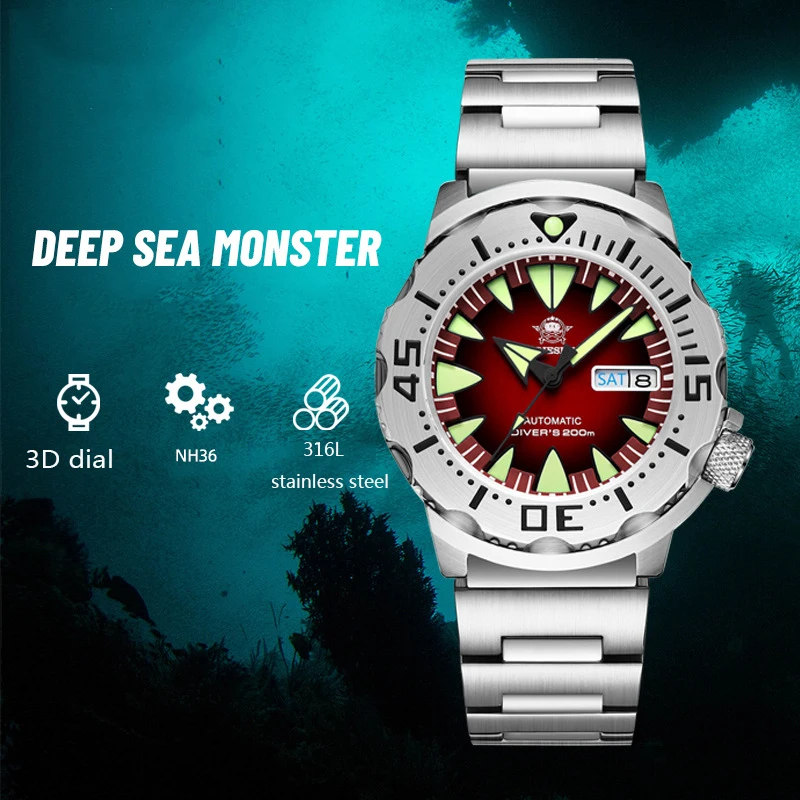 Luxury Brand Addies 20atm Dive Watch Stainless Steel Sapphire Glass ...