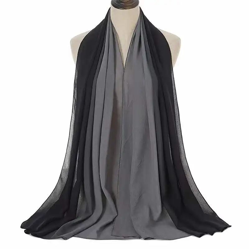 180*70cm Islam Shawl Stylish Ethnic Scarves & Shawls Gradient Georgette ...